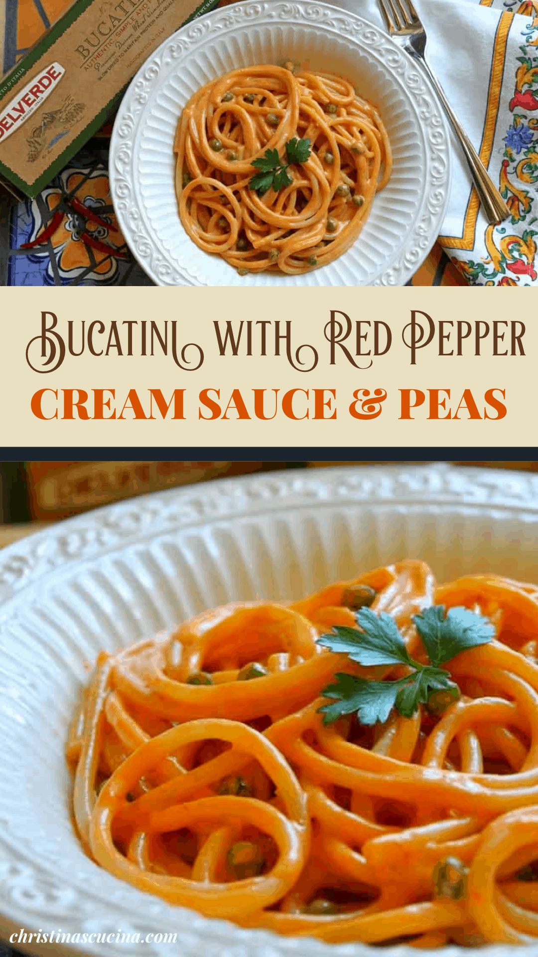 Bucatini alla Crema di Peperoni Rossi con Piselli (Bucatini with Red ...