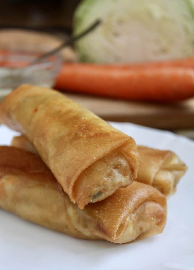 Filipino Lumpia With A Garlic And Black Pepper Vinegar Sauce
