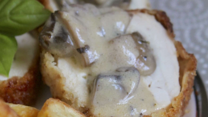 Stuffed Chicken Breast with Goat Cheese, Basil, and a Mushroom Sauce ...